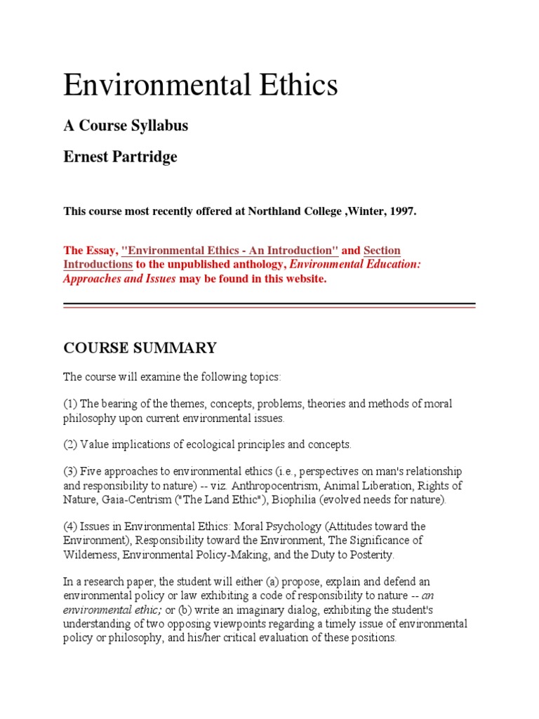 Environmental Ethics | PDF | Environmental Ethics | Morality