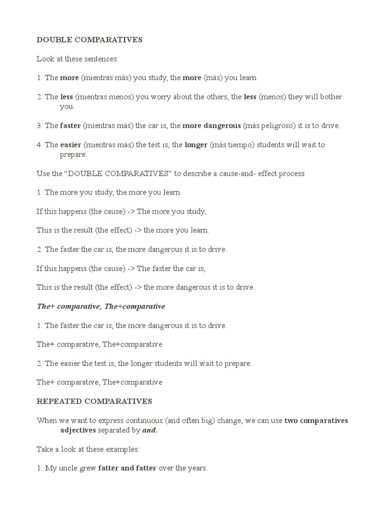 Double Comparatives: The+ Comparative, The+comparative | PDF