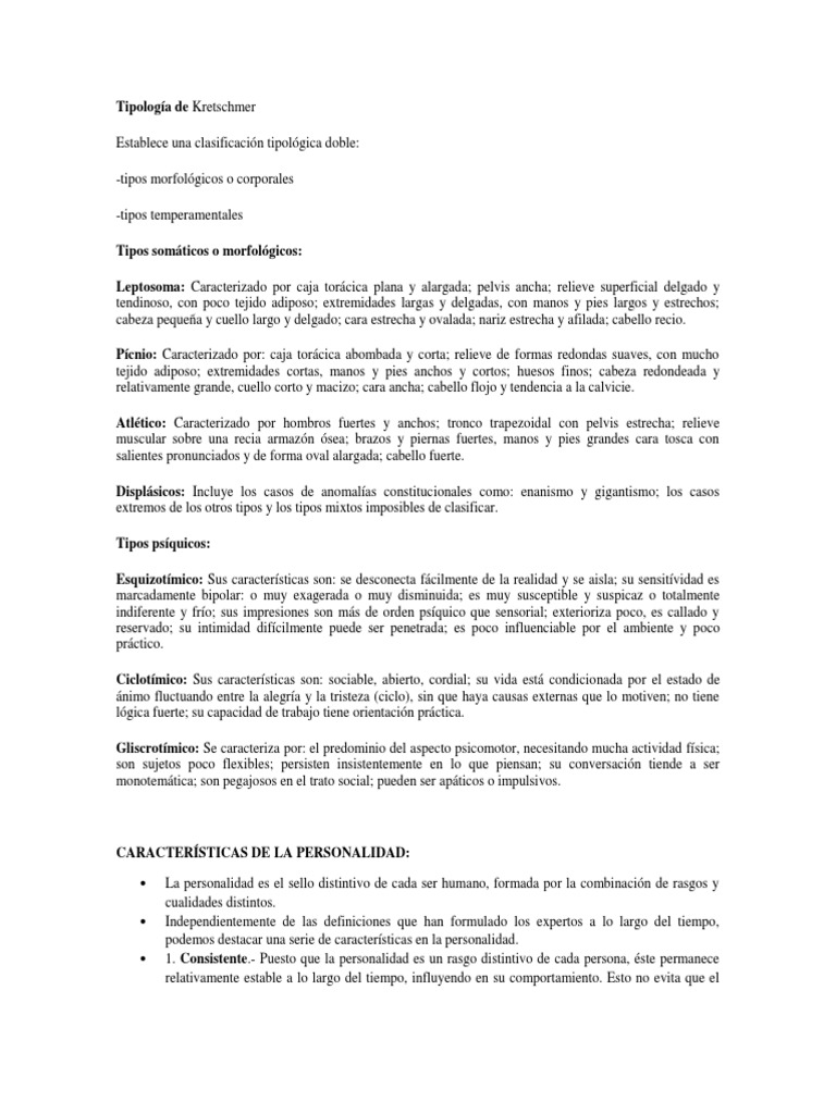 Tipología de Kretschmer | Descargar gratis PDF | Carné de identidad ...