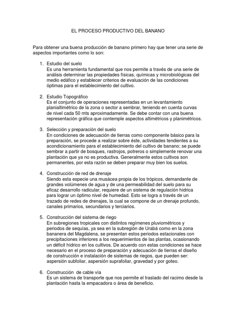 Proceso Productivo del Banano en Colombia | PDF | Competitividad | Suelo