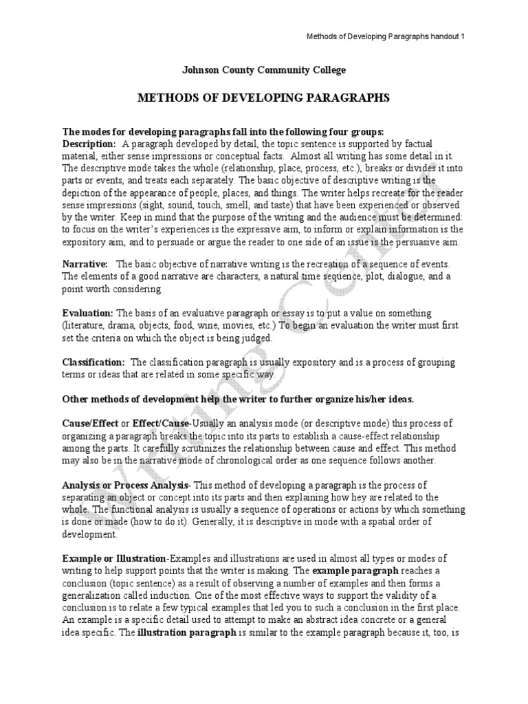Developing Paragraphs | PDF | Narrative | Essays