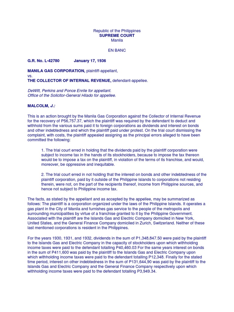Manila Gas Corp Vs CIR | PDF | Taxation In The United States | Taxes