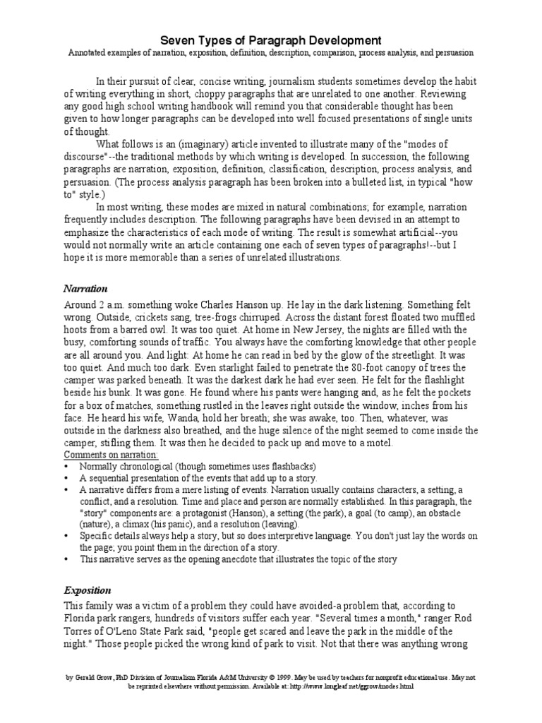 7 Modes of Paragraph Development | PDF