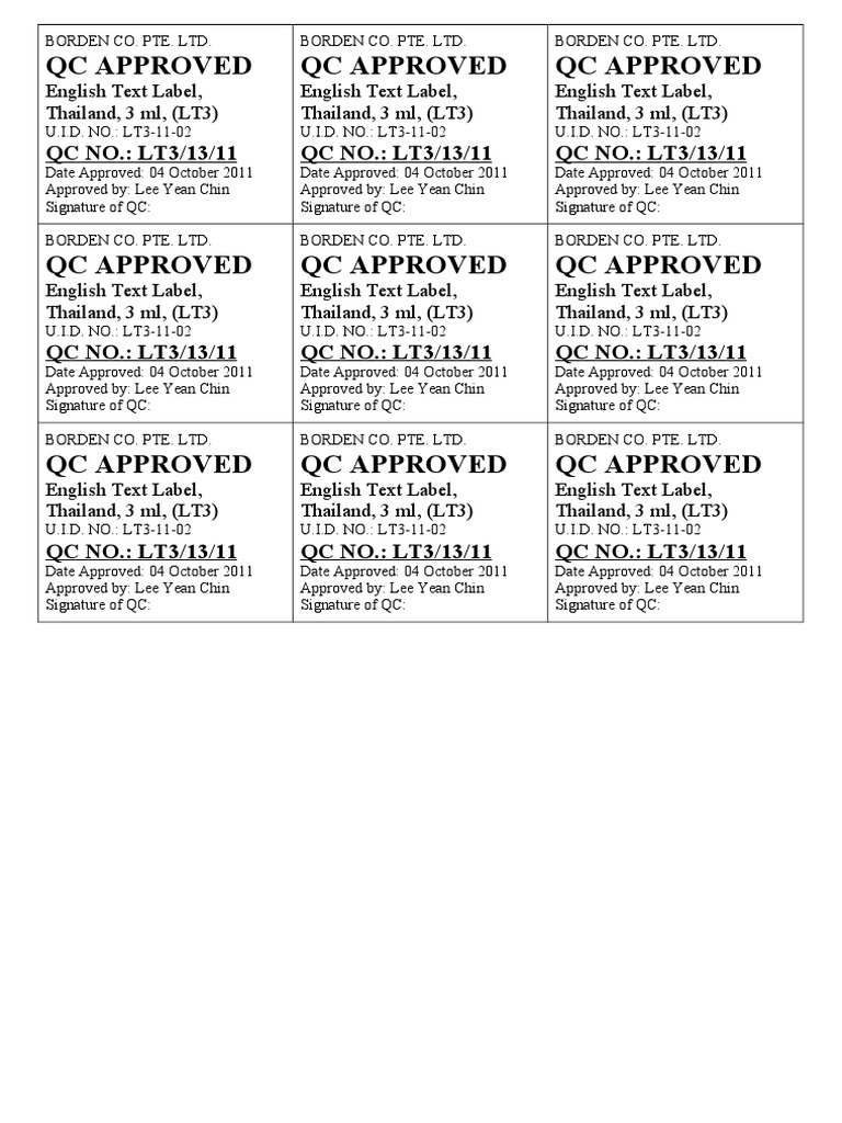 QC Approved English Label Thailand | PDF | Law