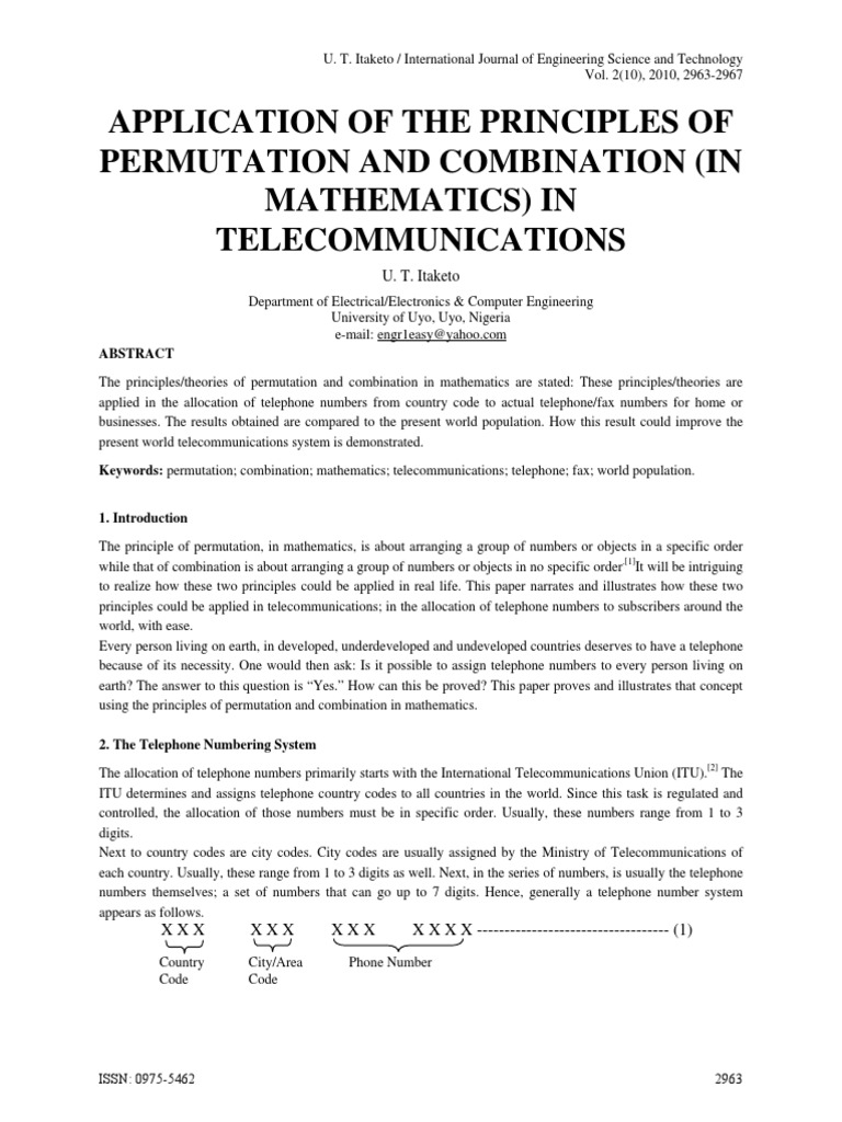 The Principles of Permutation and Combination | PDF | Telephone ...