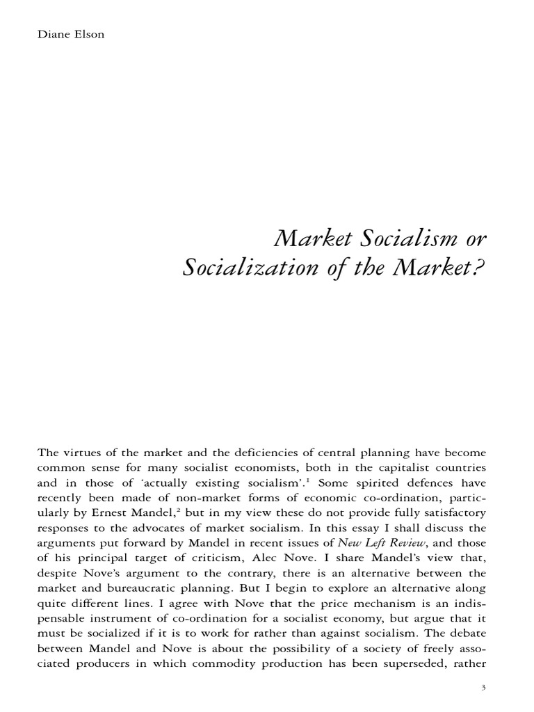 Market Socialism or Socialization of The Market | PDF | Capitalism ...
