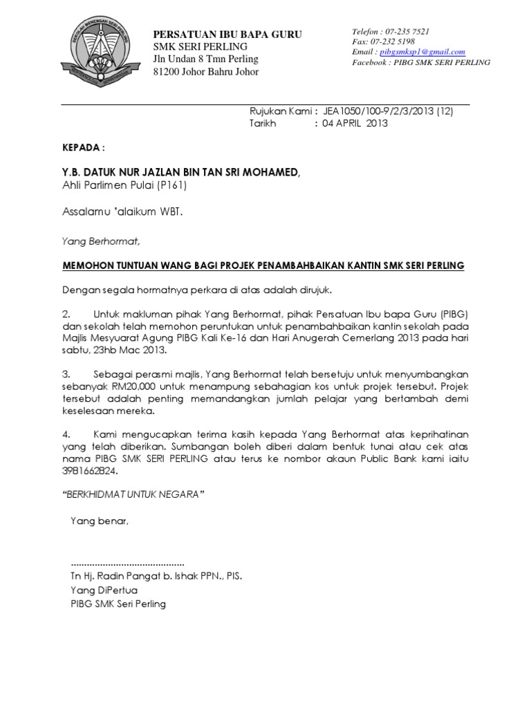 Surat Mohon Sumbangan Derma | PDF