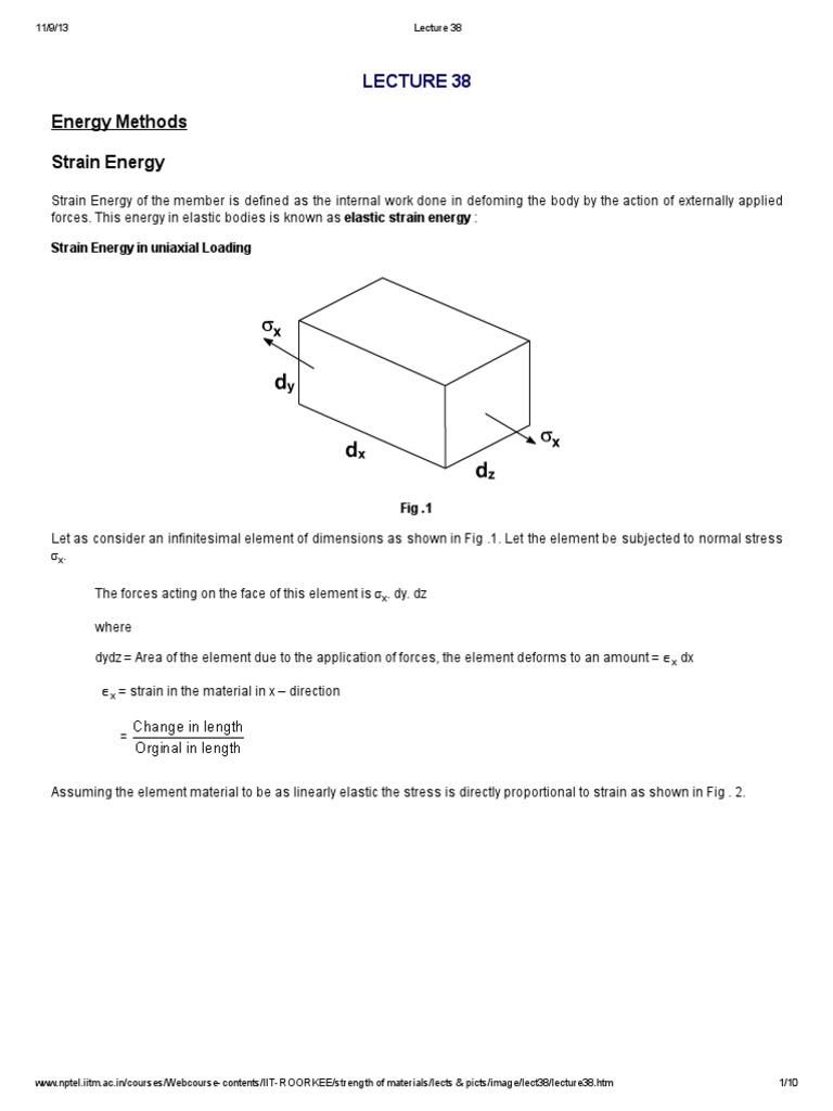 Strain Energy | Deformation (Engineering) | Bending