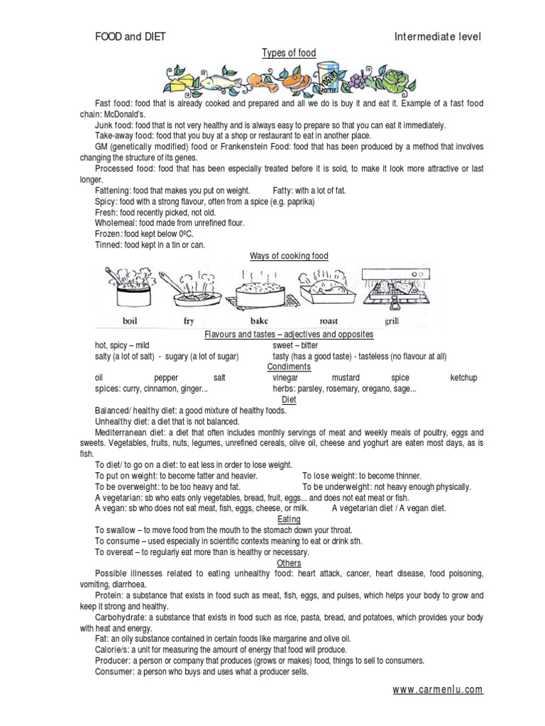 Food Vocabulary | PDF | Dieting | Foods