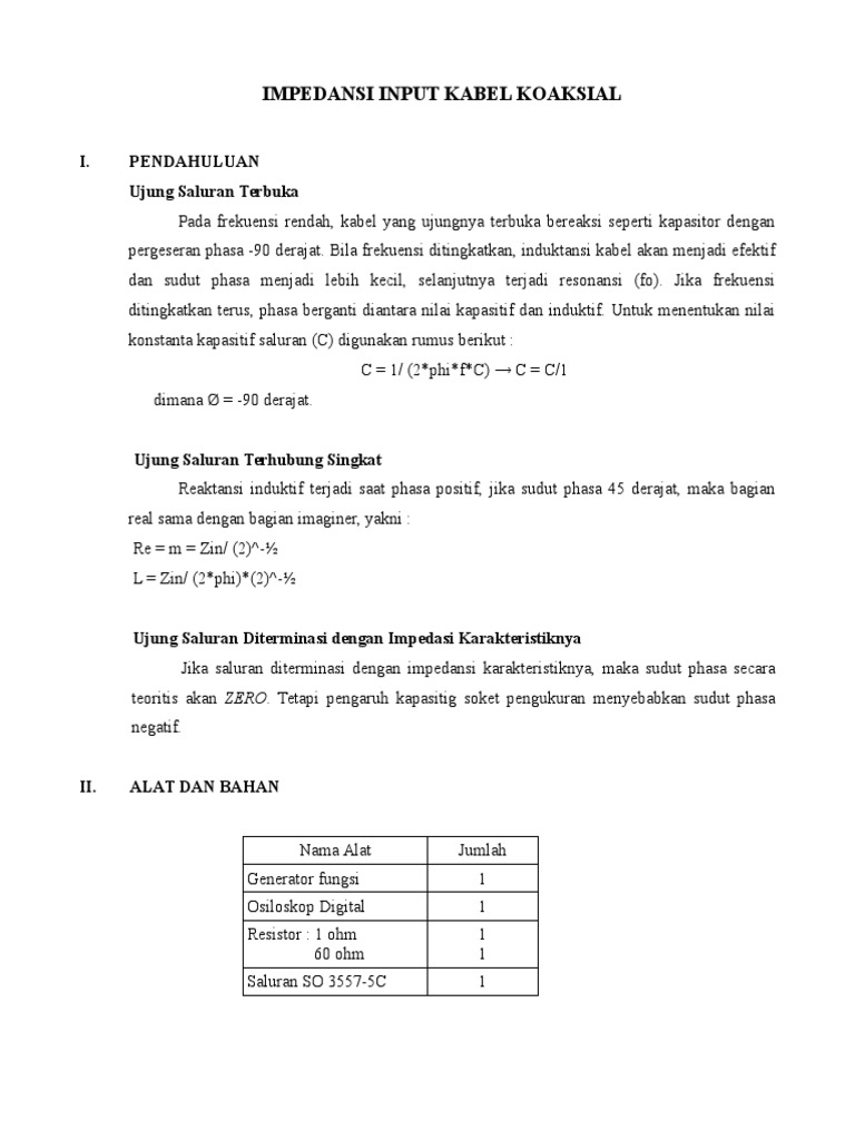 Impedansi Input Kabel Koaksial | PDF | Sains & Matematika