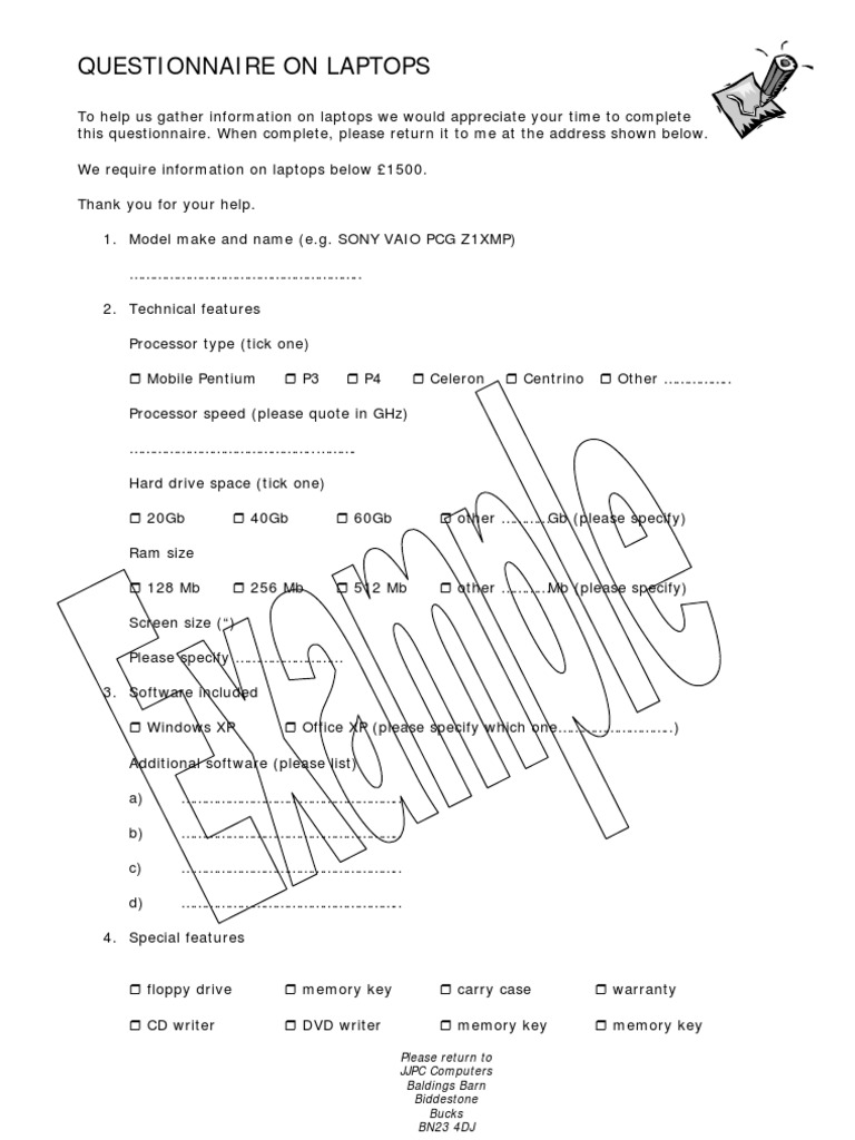 Questionnaire On Laptops | PDF | Computers