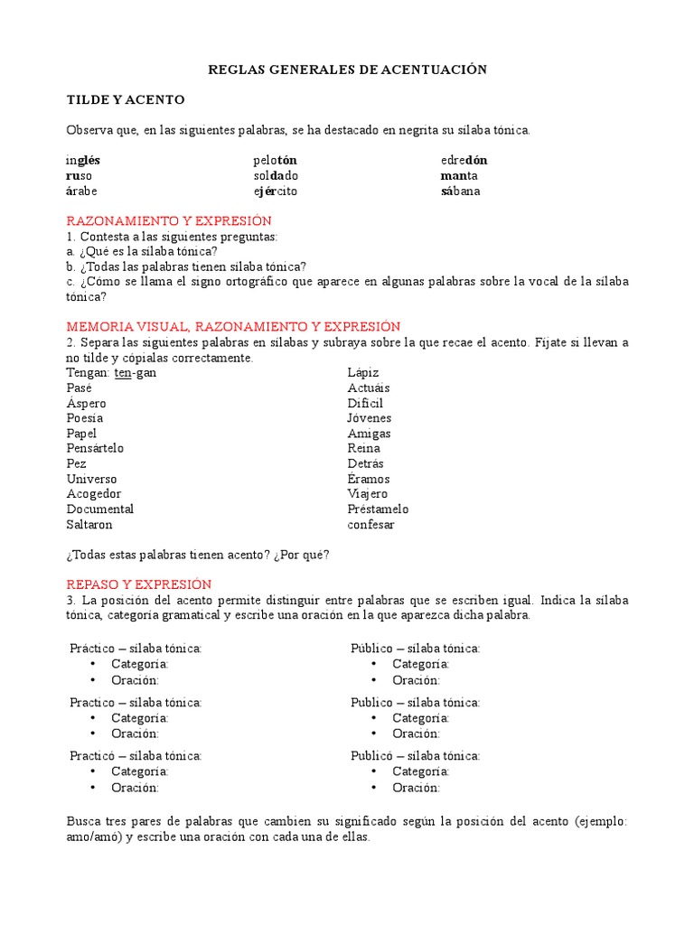 Reglas Generales de Acentuación | PDF | Sílaba | Notación