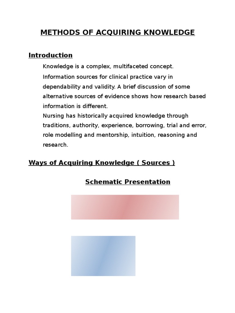 Methods of Acquiring Knowledge - 1 | PDF | Expert | Reason Methods of Acquiring Knowledge - 1 | PDF | Expert | Reason