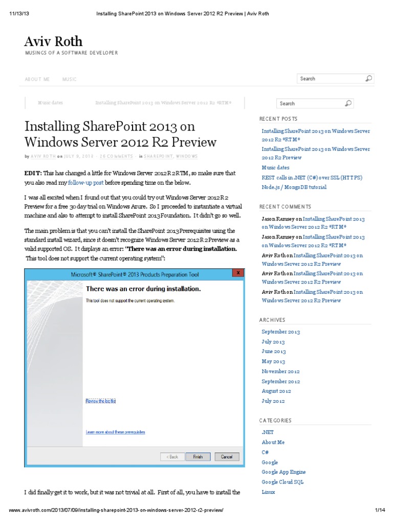 Installing SharePoint 2013 On Windows Server 2012 R2 Preview - Aviv Roth | PDF | Share Point ...