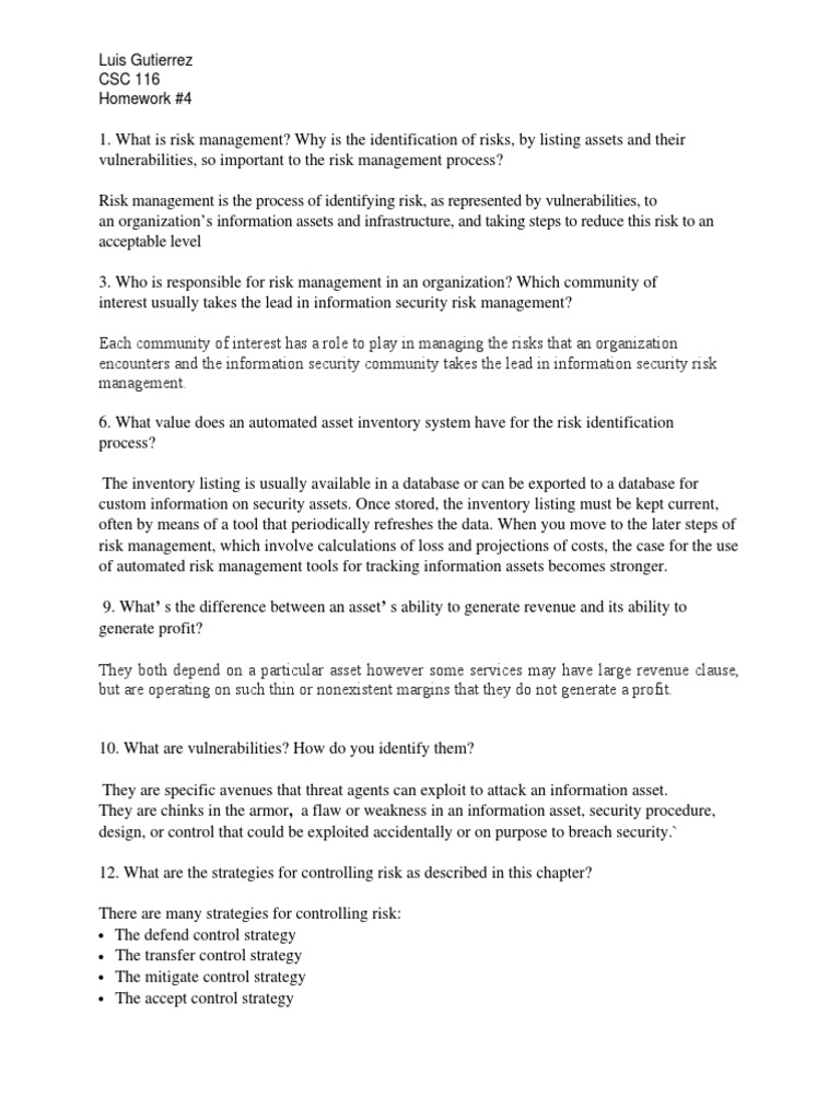 Homework 4 Csc116 Final | PDF | Risk Management | Information Security