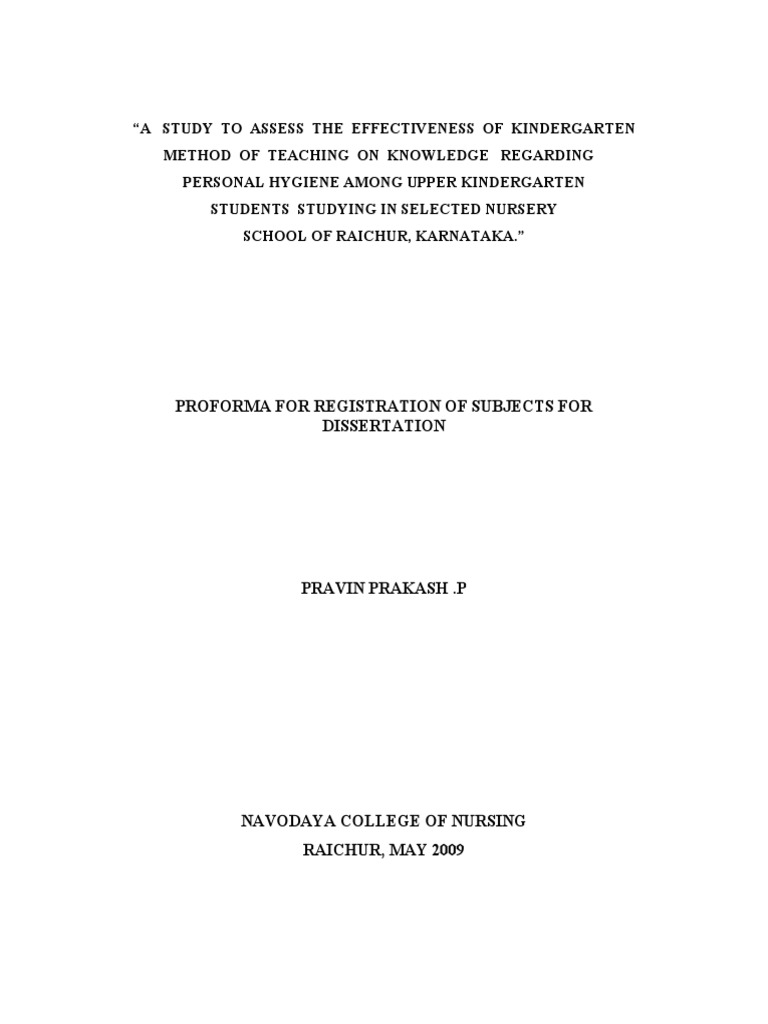 Proforma For Registration of Subjects For Dissertation | PDF