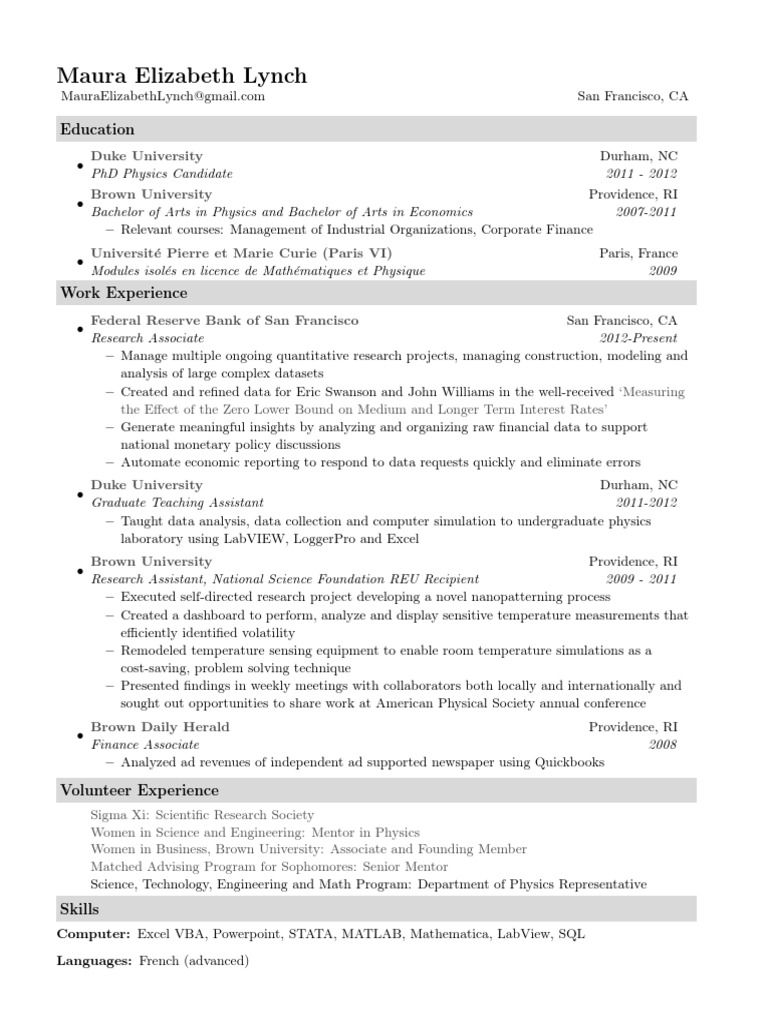 Resume F | PDF | Brown University | Simulation