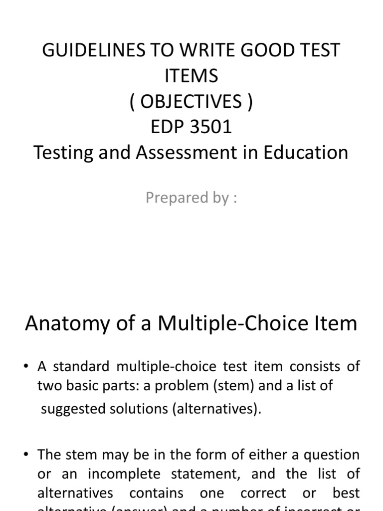Guidelines To Write Good Test Items | Download Free PDF | Multiple ...