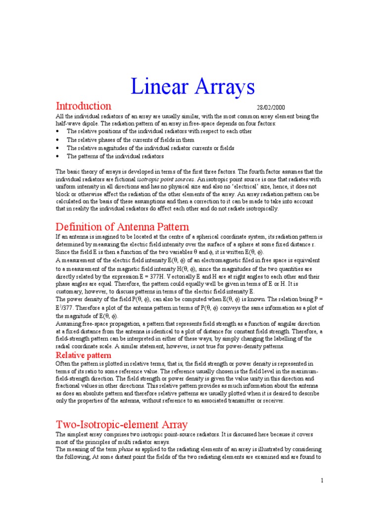 Linear Arrays Relative Pattern Pdf Antenna Radio Coordinate System