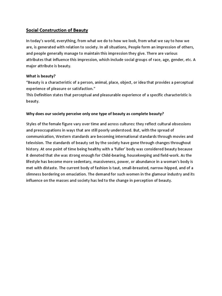 Social Construction of Beauty | PDF | Beauty | Social Constructionism