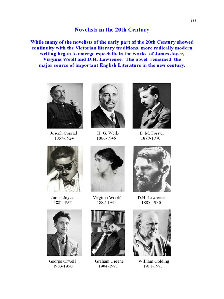 Novelists in The 20th Century | PDF | Women In Love | Joseph Conrad