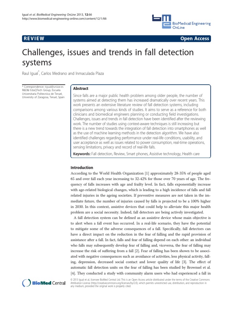 Challenges, Issues and Trends in Fall Detection Systems: Review Open ...
