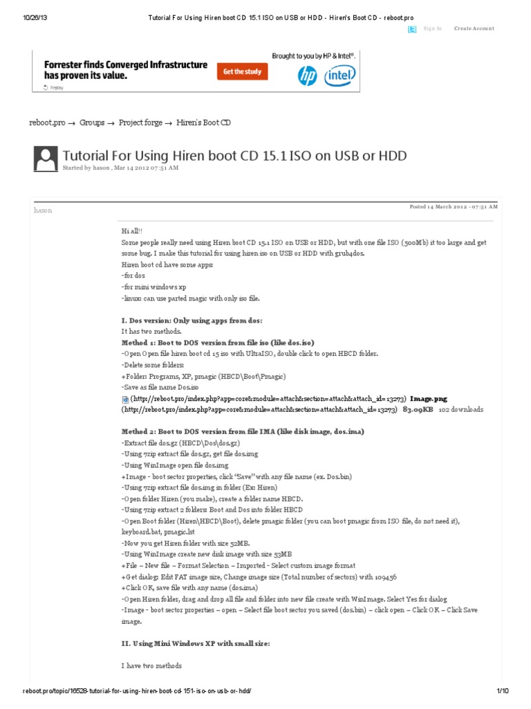 Tutorial For Using Hiren Boot CD 15.1 ISO On USB or HDD - Hiren's Boot CD - Reboot | PDF | Usb ...