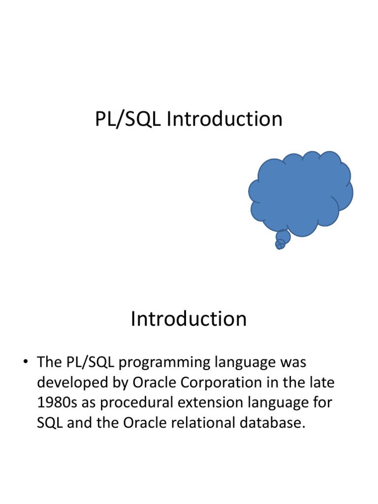 PLSQL Introduction Final | PDF | Pl/Sql | Sql