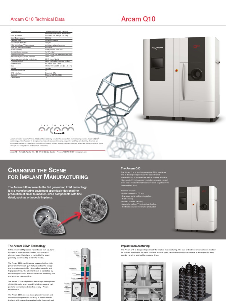 Arcam Q10 Technical Data | PDF | 3 D Printing | Applied And ...