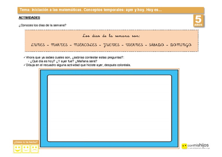 Dias de La Semana. Ayer-Hoy-Mañana | PDF