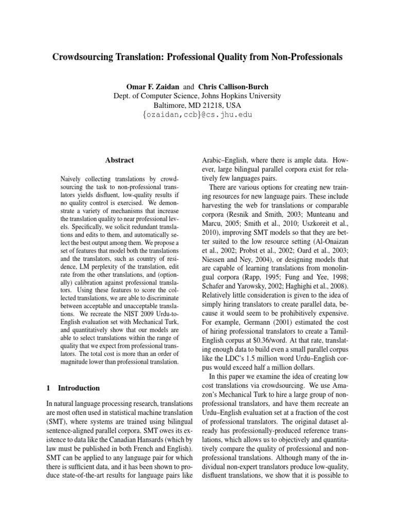 Crowdsourcing Translation | PDF | Crowdsourcing | Translations