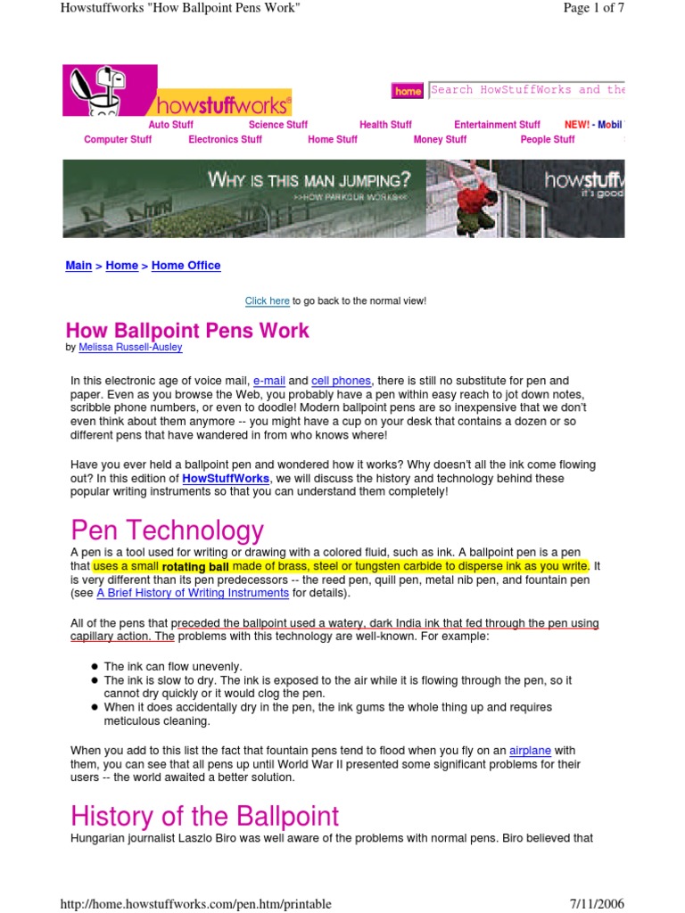 Ball Point Pen Working | PDF | Pen | Ink