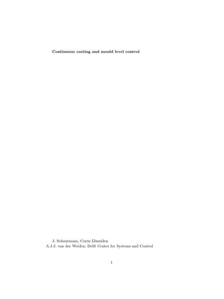 Continuous Casting and Mould Level Control | PDF | Casting ...