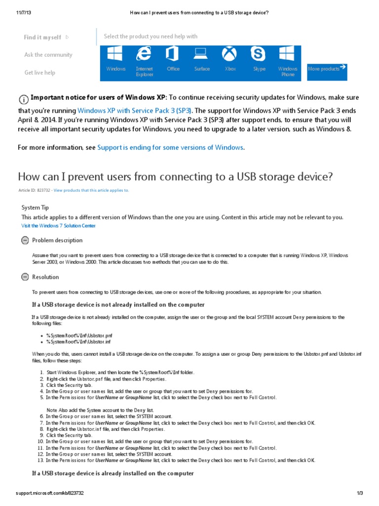 How Can I Prevent Users From Connecting To A USB Storage Device | PDF ...