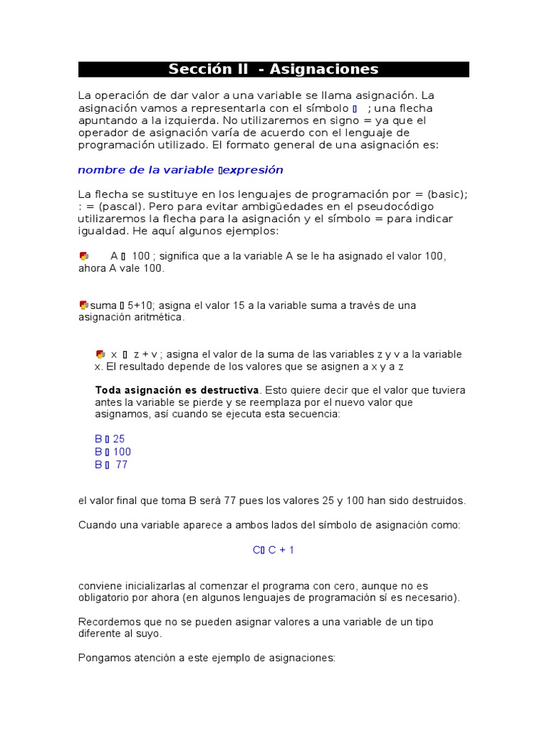 Asignaciones | PDF | Algoritmos | Comillas
