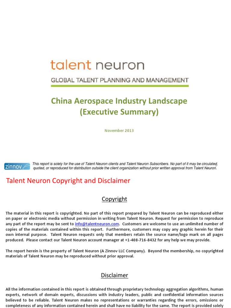 Talent Neuron China Aerospace Industry Landscape | PDF | Aerospace ...
