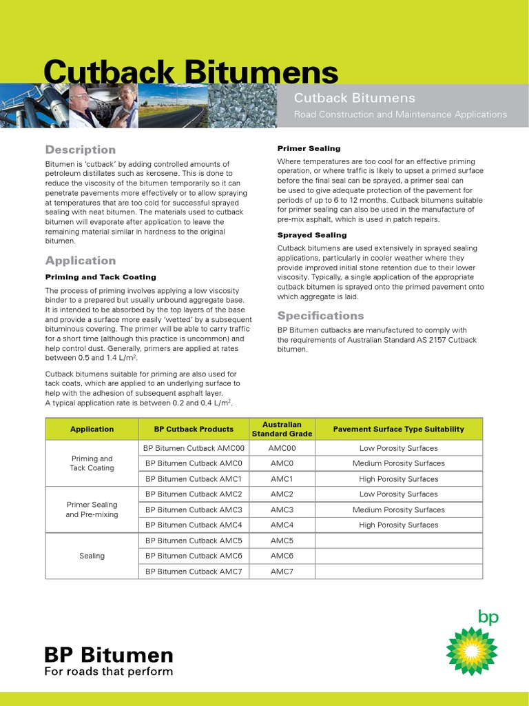 Bitumen Brochure CUTBACK BP | Asphalt | Road Surface