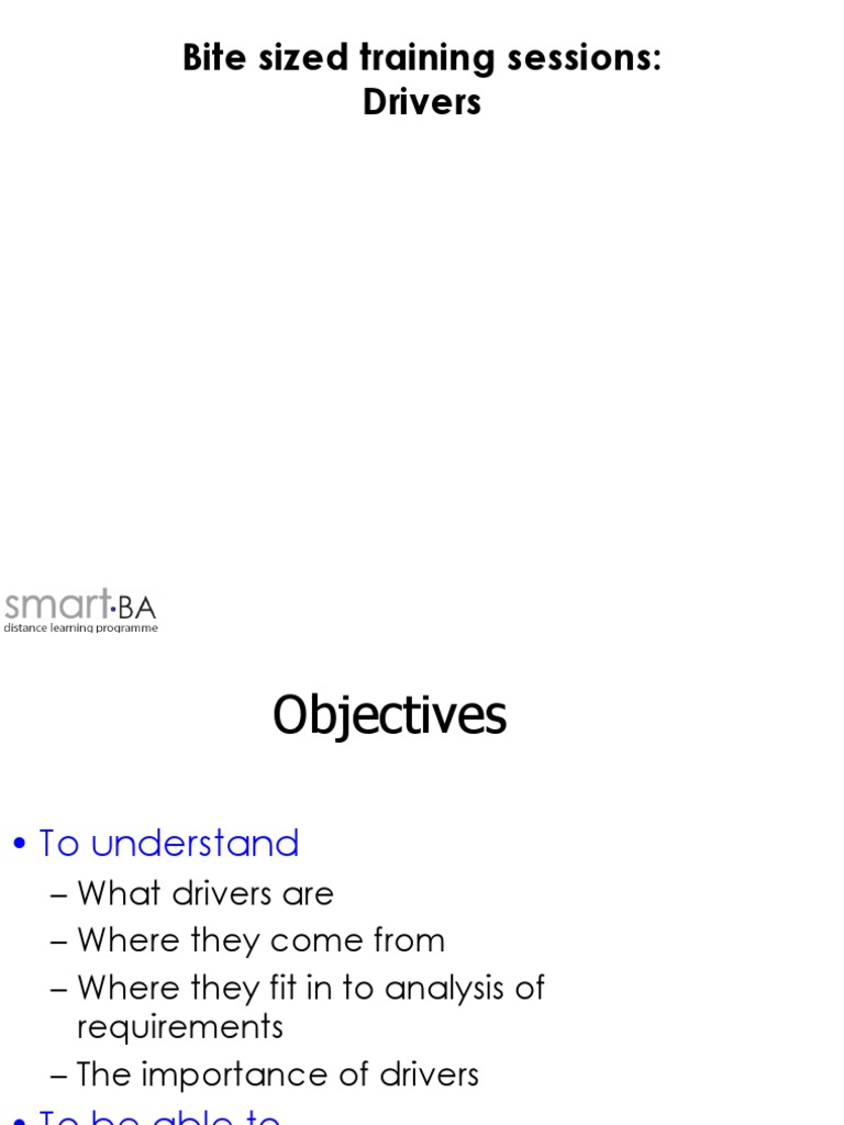 Bite Sized Training Sessions: Drivers | PDF | Stakeholder (Corporate ...
