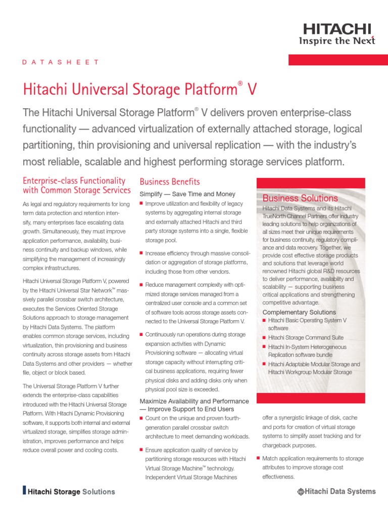 Hitachi Universal Storage Platform V Datasheet | PDF | Operating System ...