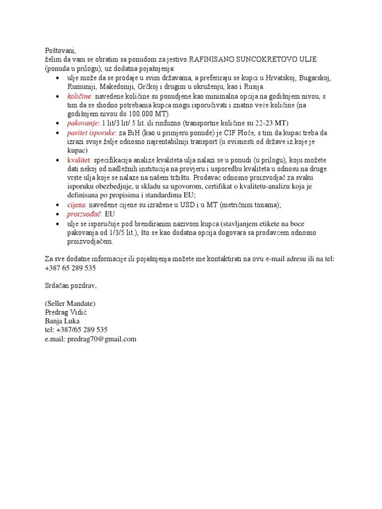 Obrazac Ponude | PDF