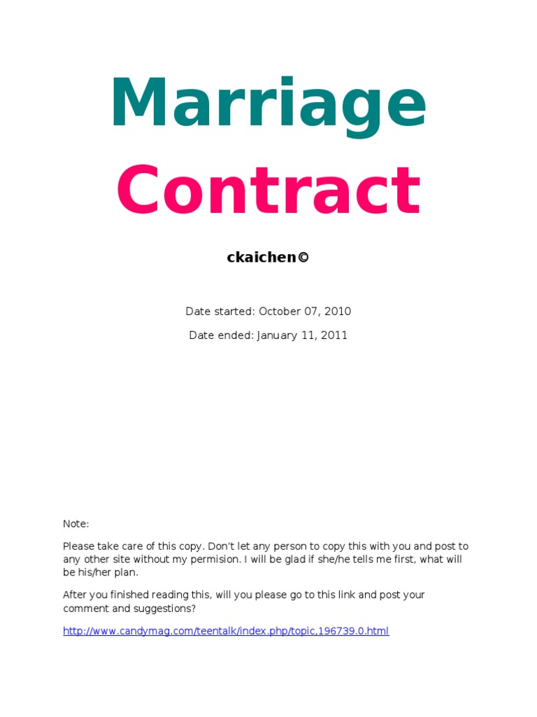Marriage Contract | PDF