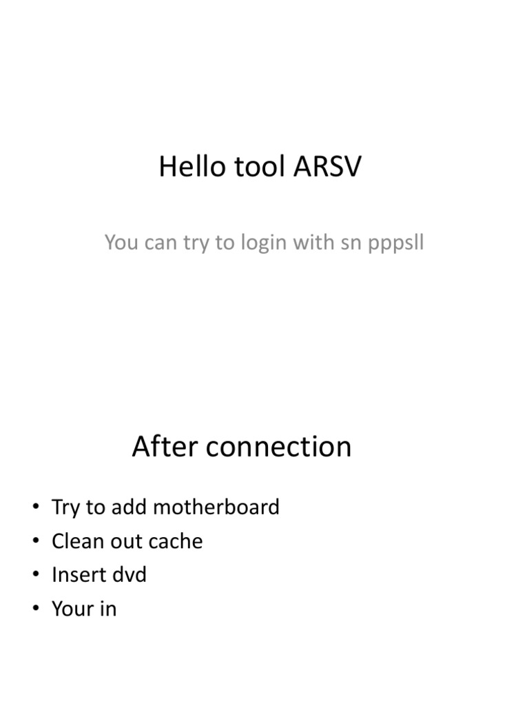 ARSV Tool Login and Troubleshooting Guide | PDF
