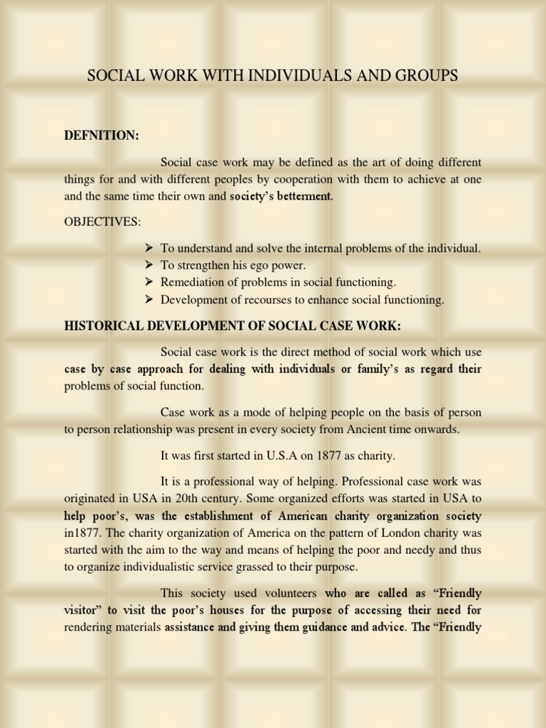 Social Work With Individuals and Groups | PDF | Social Group | Social Work