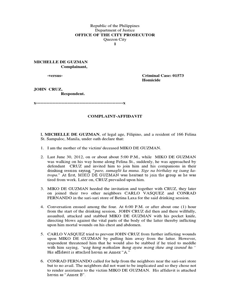 Sample Counter Affidavit Homicide | PDF | Misconduct | Criminal Justice Sample Counter Affidavit Homicide | PDF | Misconduct | Criminal Justice