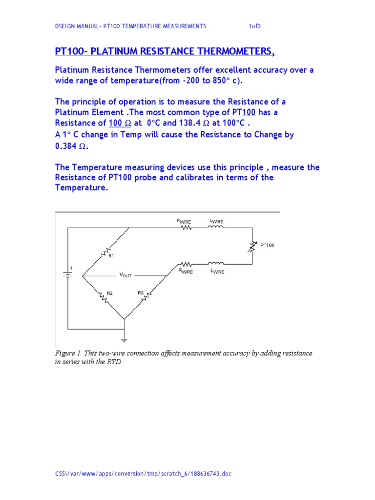 Pt100-Platinum Resistance Thermometers,: Dseign Manual - Pt100 ...