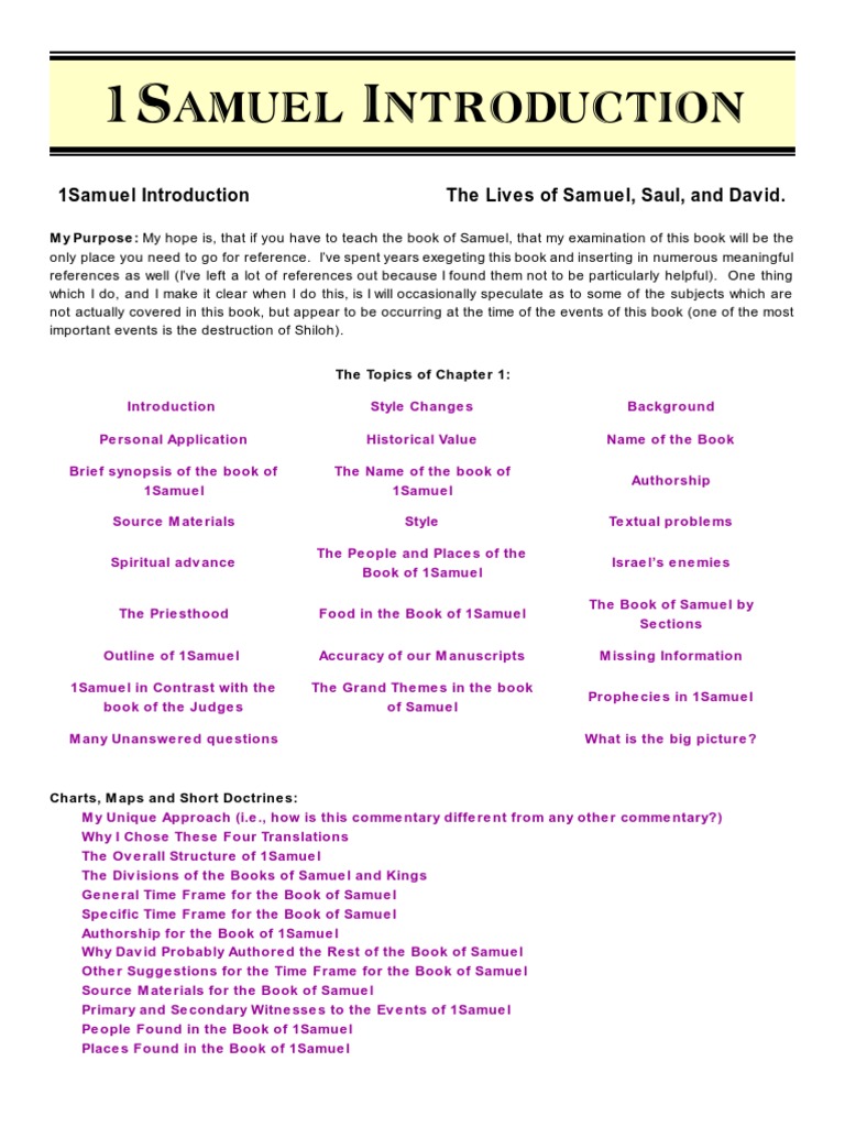1samuel Introduction: 1samuel Introduction The Lives of Samuel, Saul ...