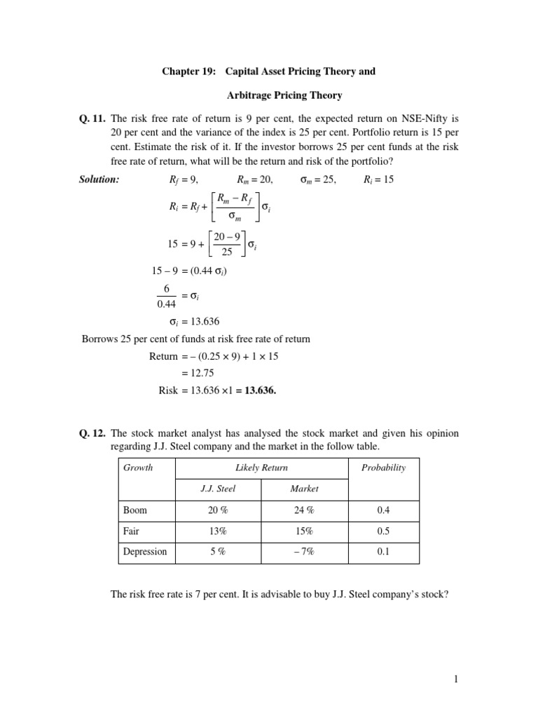 Ch. 19 Capital Asset Pricing | PDF | Beta (Finance) | Capital Asset ...
