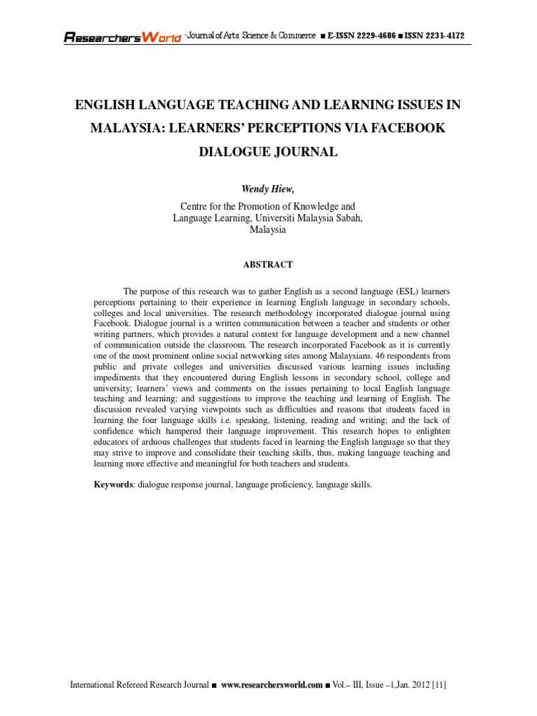 English Language Teaching and Learning Issues in | PDF