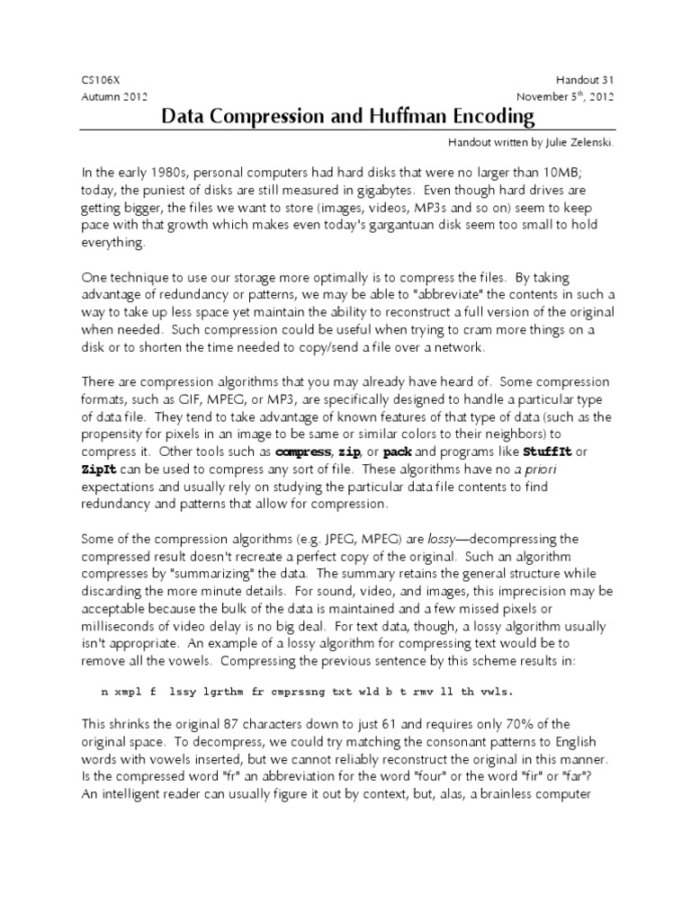 31 Huffman Encoding | PDF | Data Compression | Code