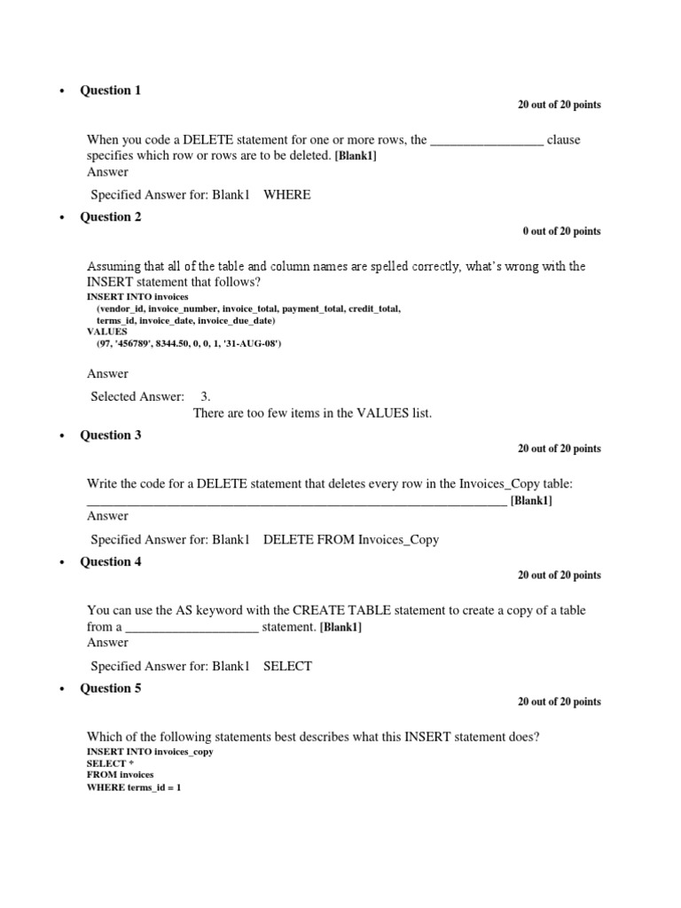 Quiz | PDF | Default (Computer Science) | Table (Database)